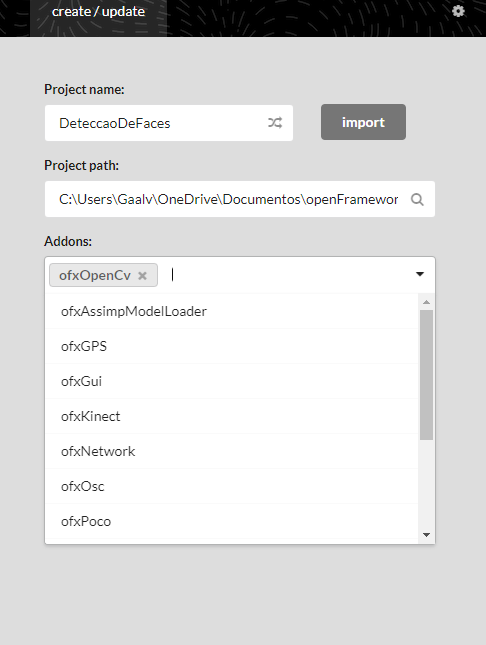 Biblioteca OpenFrameworks